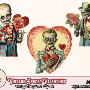 Spooky Valentines Clipart, Zombie PNG, Zombie Valentine Digital ...