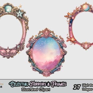 Celestial Clipart, Fantasy Frames PNG, Galaxy Digital Clipart, Sun and ...