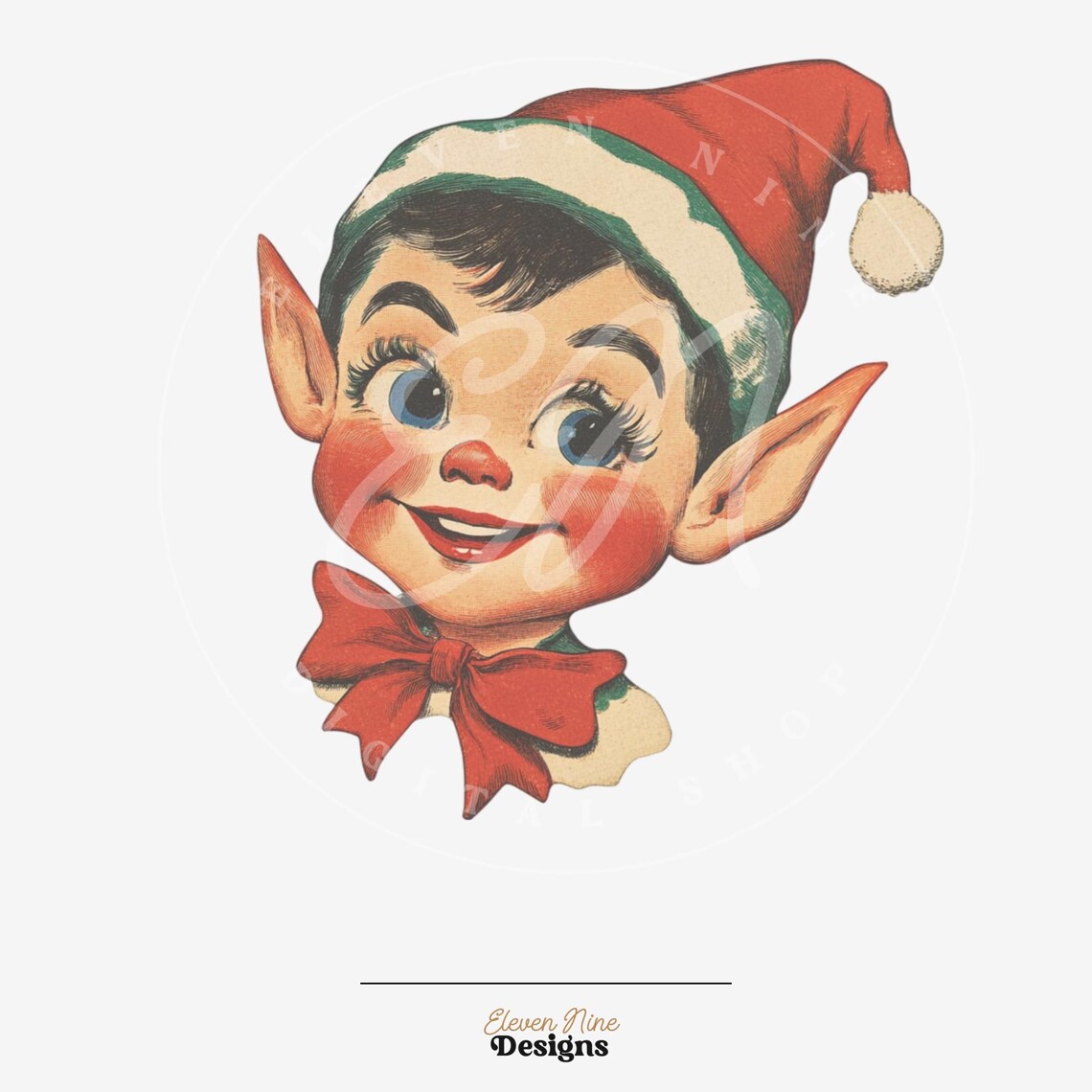 Retro Christmas Elf Clipart, Elf PNG, Retro Christmas PNG, Cute Elves ...
