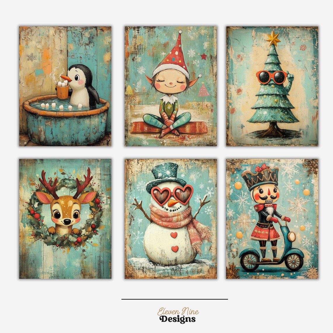 Quirky Christmas Digital Paper Pack, Funny Holiday Backgrounds, Retro ...