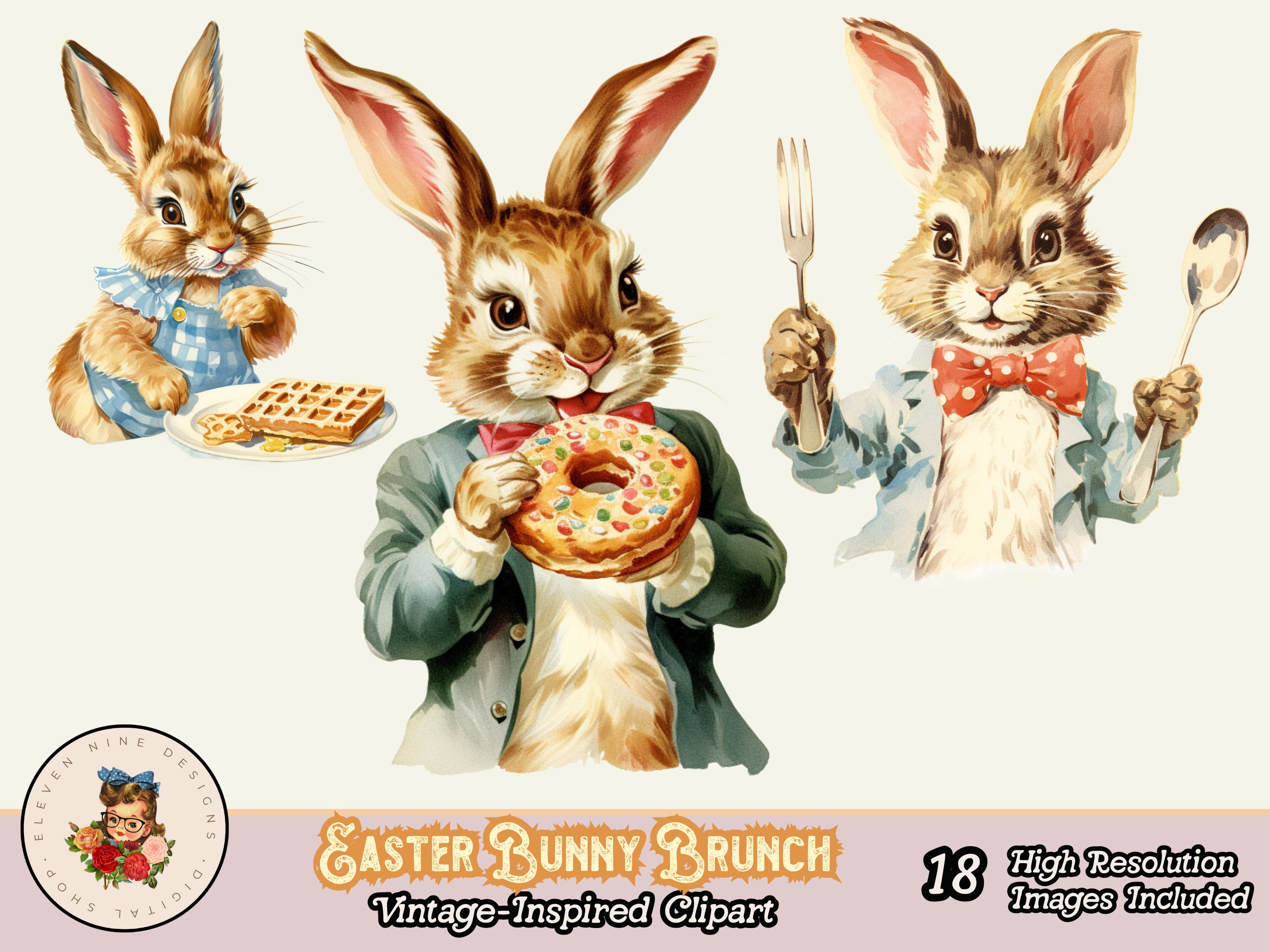 Easter Bunny Clipart, Easter Brunch Clipart, Breakfast Clipart, Easter ...