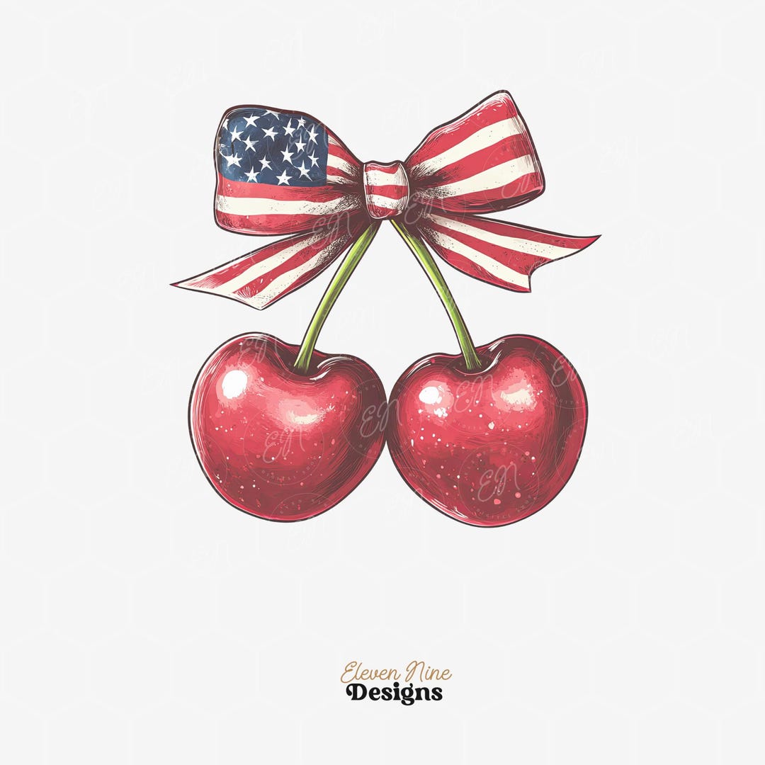 Coquette Cherry 4th of July PNG, American Flag Bow PNG, American Girl ...