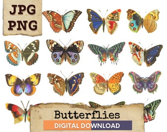 Printable Butterflies Collage Sheet Digital Scrapbooking - Etsy