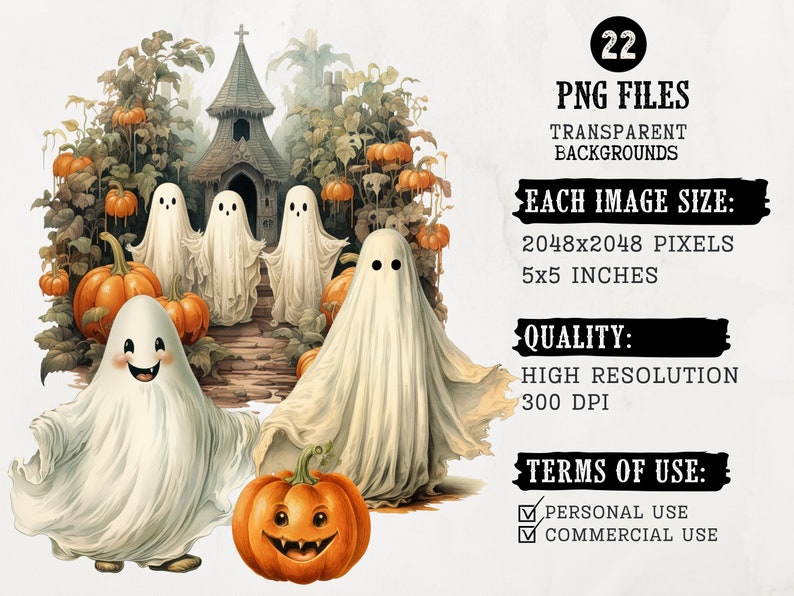 Ghost Clipart PNG Commercial Use, Cute Halloween Ghost Clipart ...