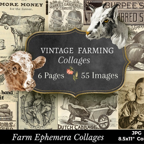 Digital Collage Sheet Farmvintage Farm Collagefarm - Etsy
