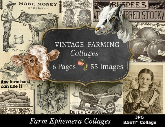 Digital Collage Sheet Farmvintage Farm Collagefarm - Etsy