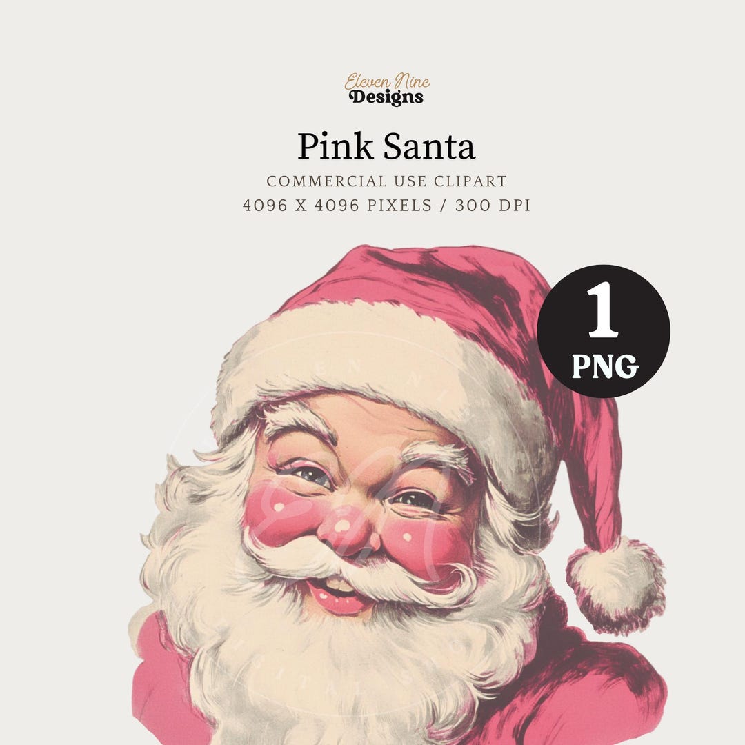 Pink Santa PNG, Retro Christmas Santa Clipart, Santa Claus Graphic ...