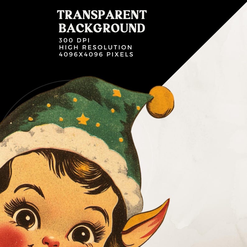 Retro Christmas Elf Clipart, Elf PNG, Vintage Christmas PNG, Cute Elves ...