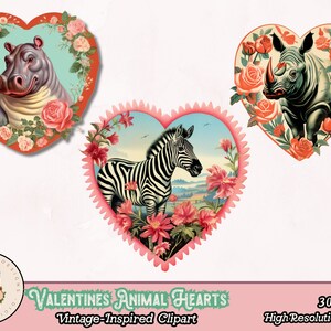 Valentine Hearts Clipart, Animal Valentines, Safari Jungle Animal PNG ...