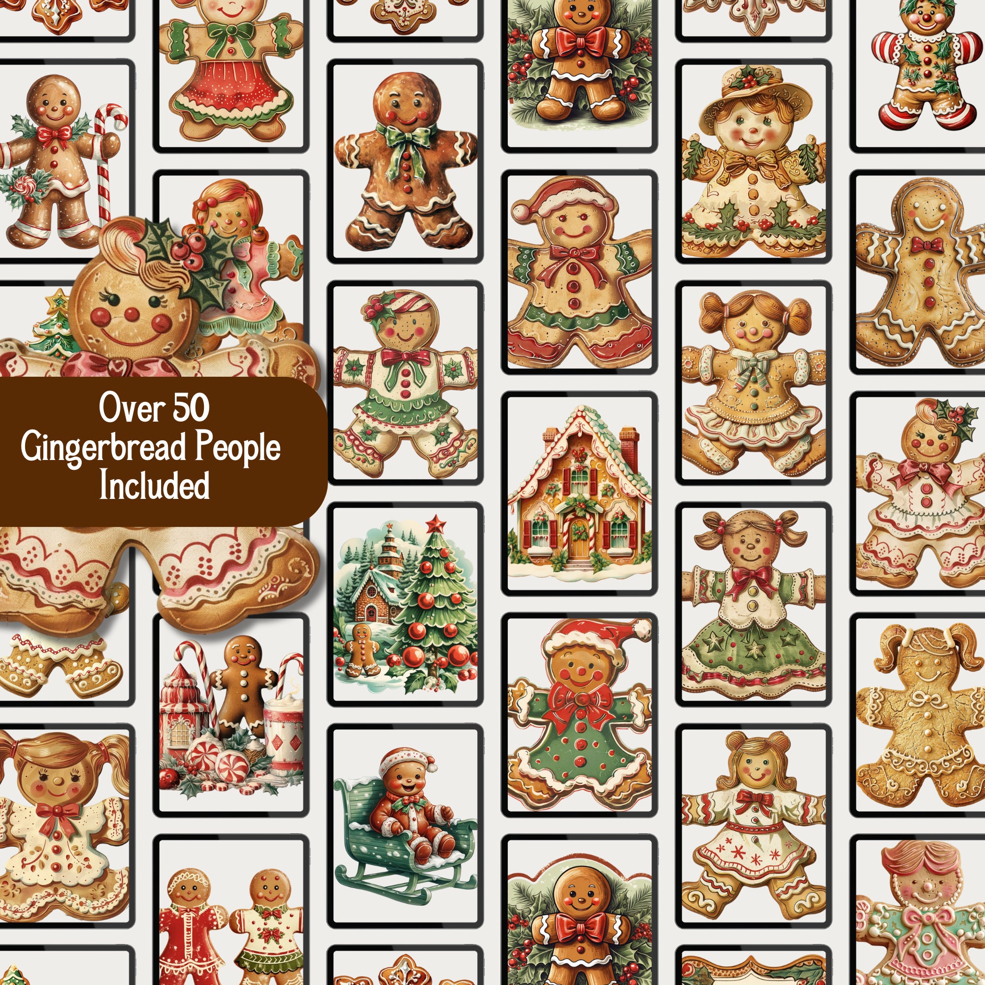 Gingerbread Clipart, Christmas Gingerbread PNG, Vintage Christmas ...