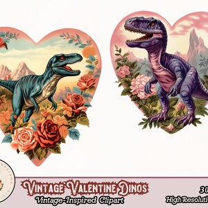 Dinosaur Valentine Clipart PNG, Vintage Dinosaur Clipart, T-rex PNG ...