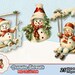 Cute Snowman Digital Clipart, Christmas Snowmen Clipart PNG, Vintage ...