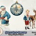 Blue Christmas Clipart, Vintage Blue Santa Christmas PNG, Blue Winter ...