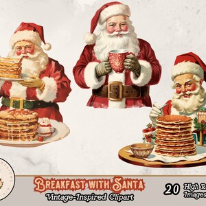 Breakfast With Santa Digital Clipart, Santa Claus Breakfast Graphics ...