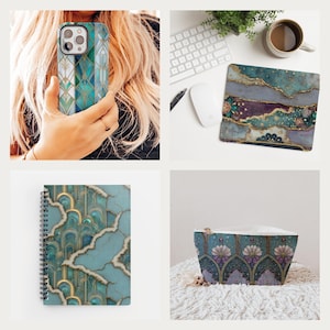 Decayed Art Deco Digital Paper, Seamless Teal Grunge Art Deco Patterns ...