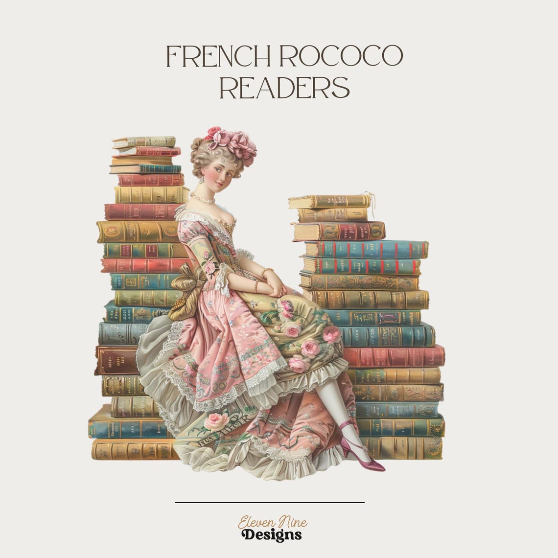 French Rococo Reading Women Clipart, Historical Books Art, Book PNG ...