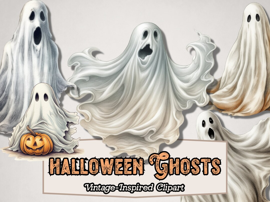 Ghost Clipart PNG Commercial Use, Cute Halloween Clipart, Watercolor ...