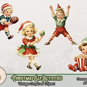Christmas Elf Clipart PNG, Vintage Christmas Clipart, Elf Design, Elves ...