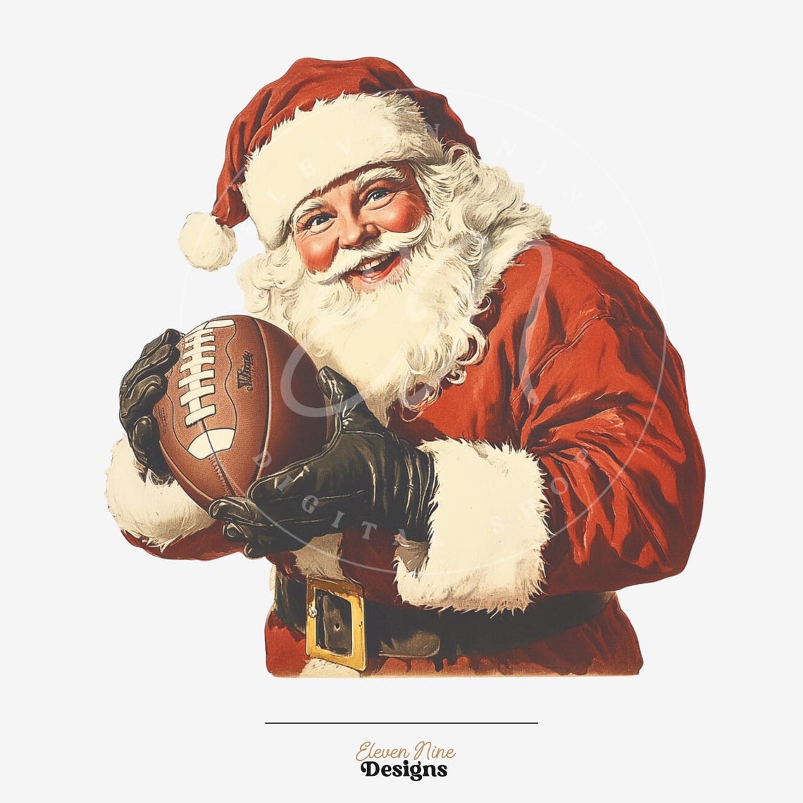 Football Santa PNG, Santa Sports Design, Cute Retro Santa Claus Clipart ...