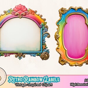 Rainbow Labels Frame Clipart, Rainbow PNG, Blank Gift Tags, Rainbow ...