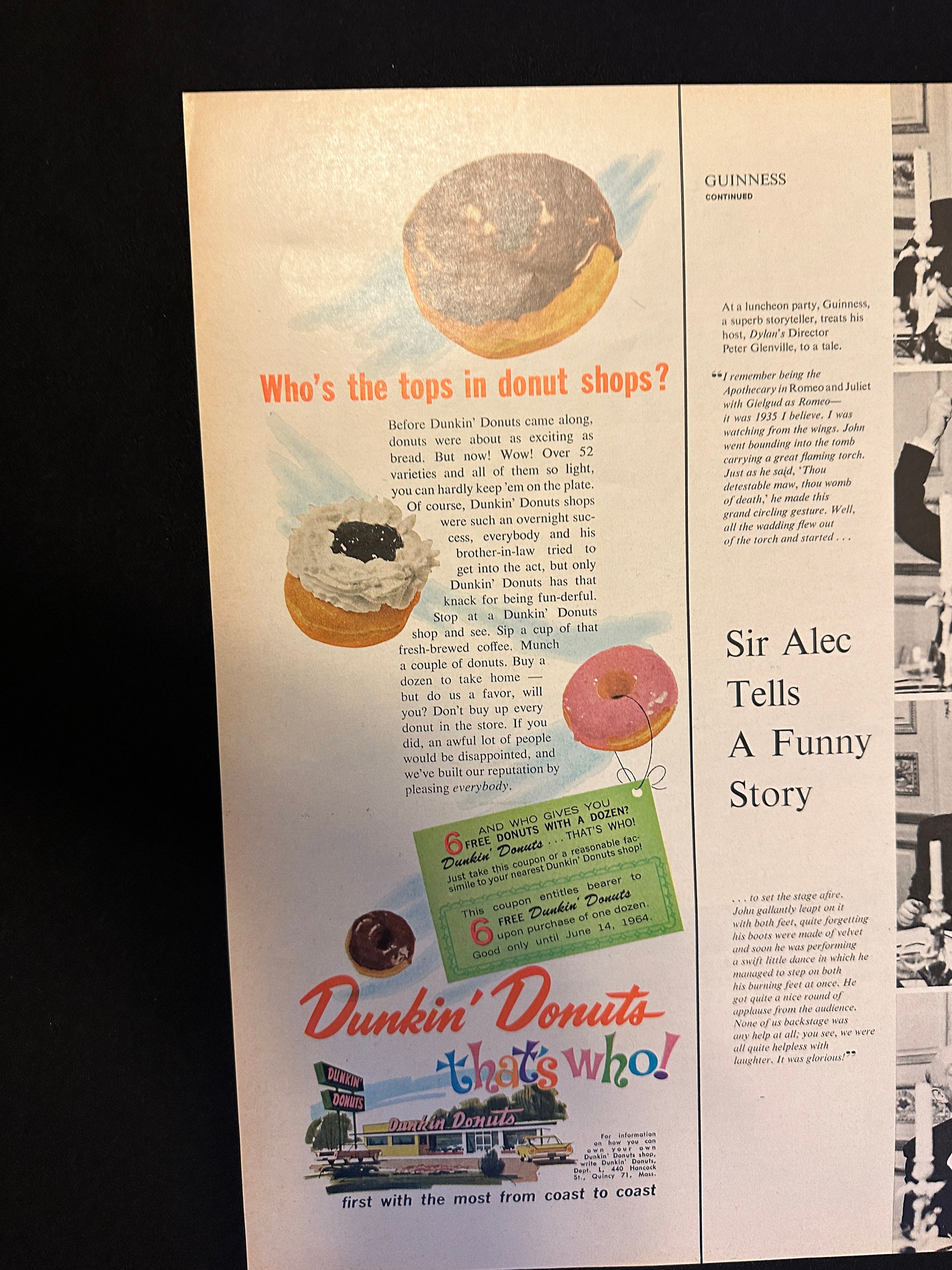 1950s Dunkin' Donuts Vintage Advertisement Original Color - Etsy