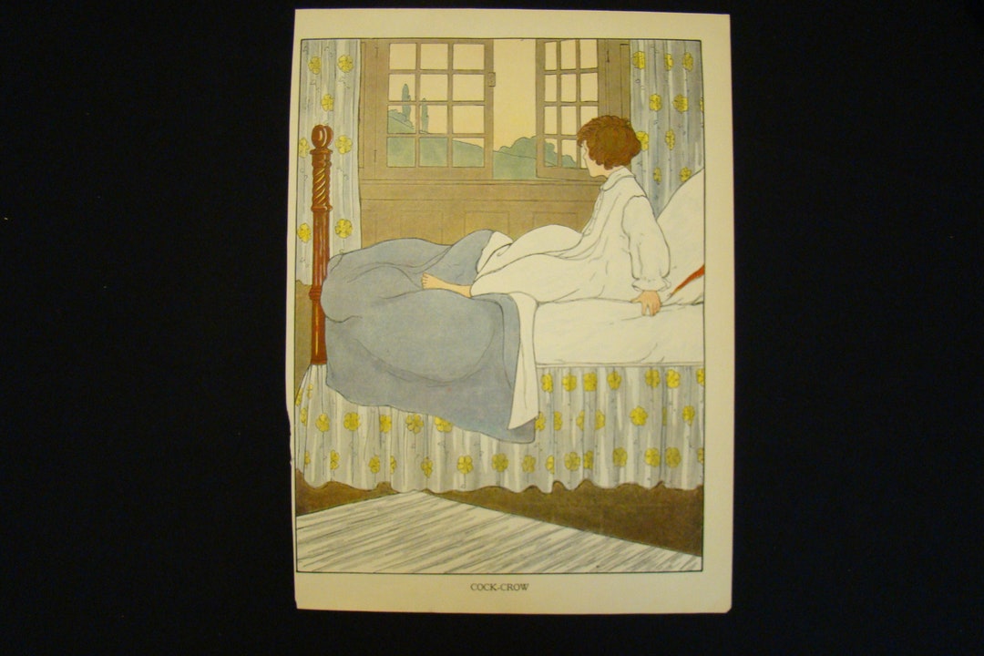 1946 Cock Crow Real Mother Goose Book Plate Print Nursery Rhyme ...