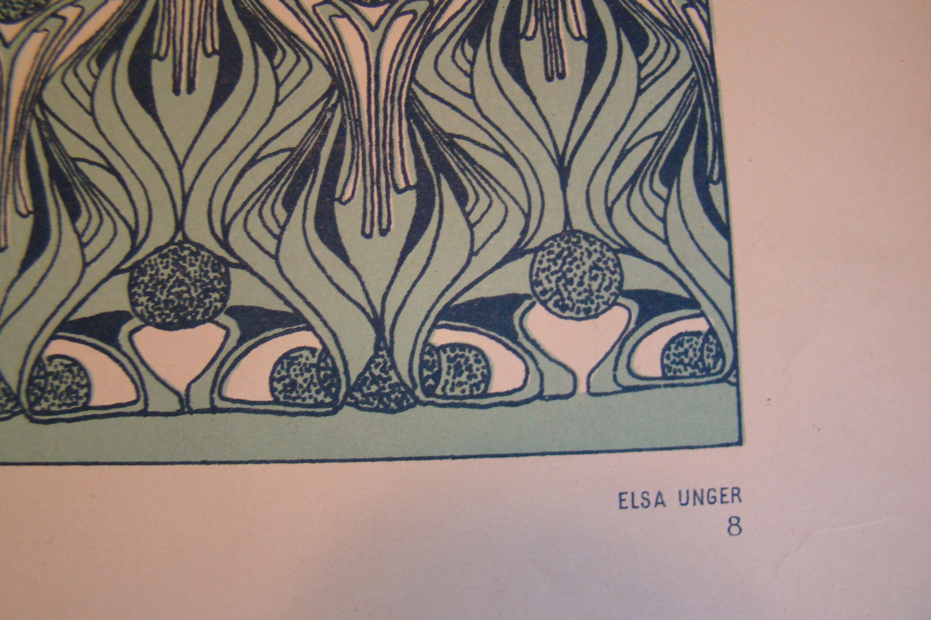 Art Nouveau Embroidery Design Viennese 1901 Print Book Plate Elsa Unger ...