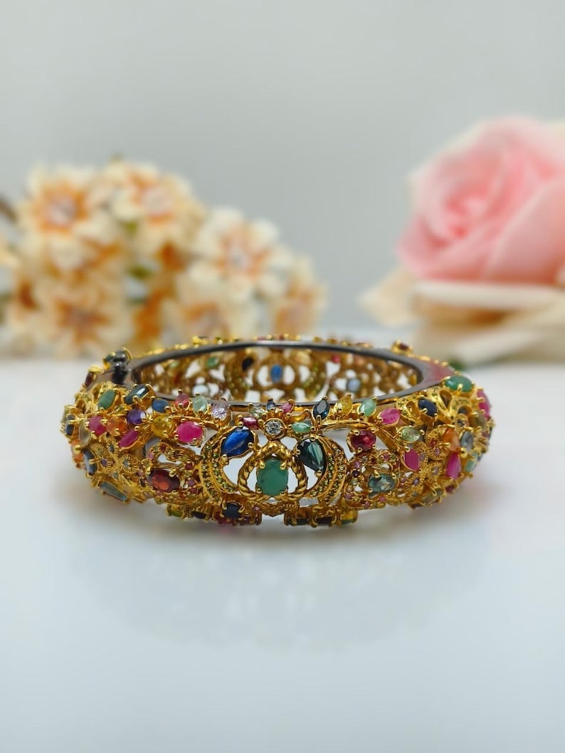 Colorful Multi Circle, Oval, Water Drop Sapphire Sliver Bangle Was ...