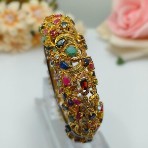 Colorful Multi Circle, Oval, Water Drop Sapphire Sliver Bangle Was ...
