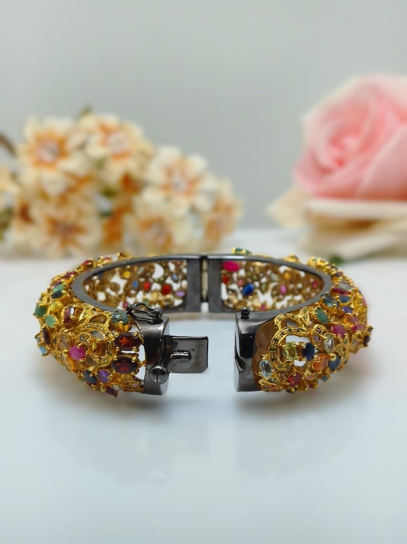 Colorful Multi Circle, Oval, Water Drop Sapphire Sliver Bangle Was ...