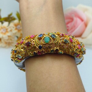 Colorful Multi Circle, Oval, Water Drop Sapphire Sliver Bangle Was ...