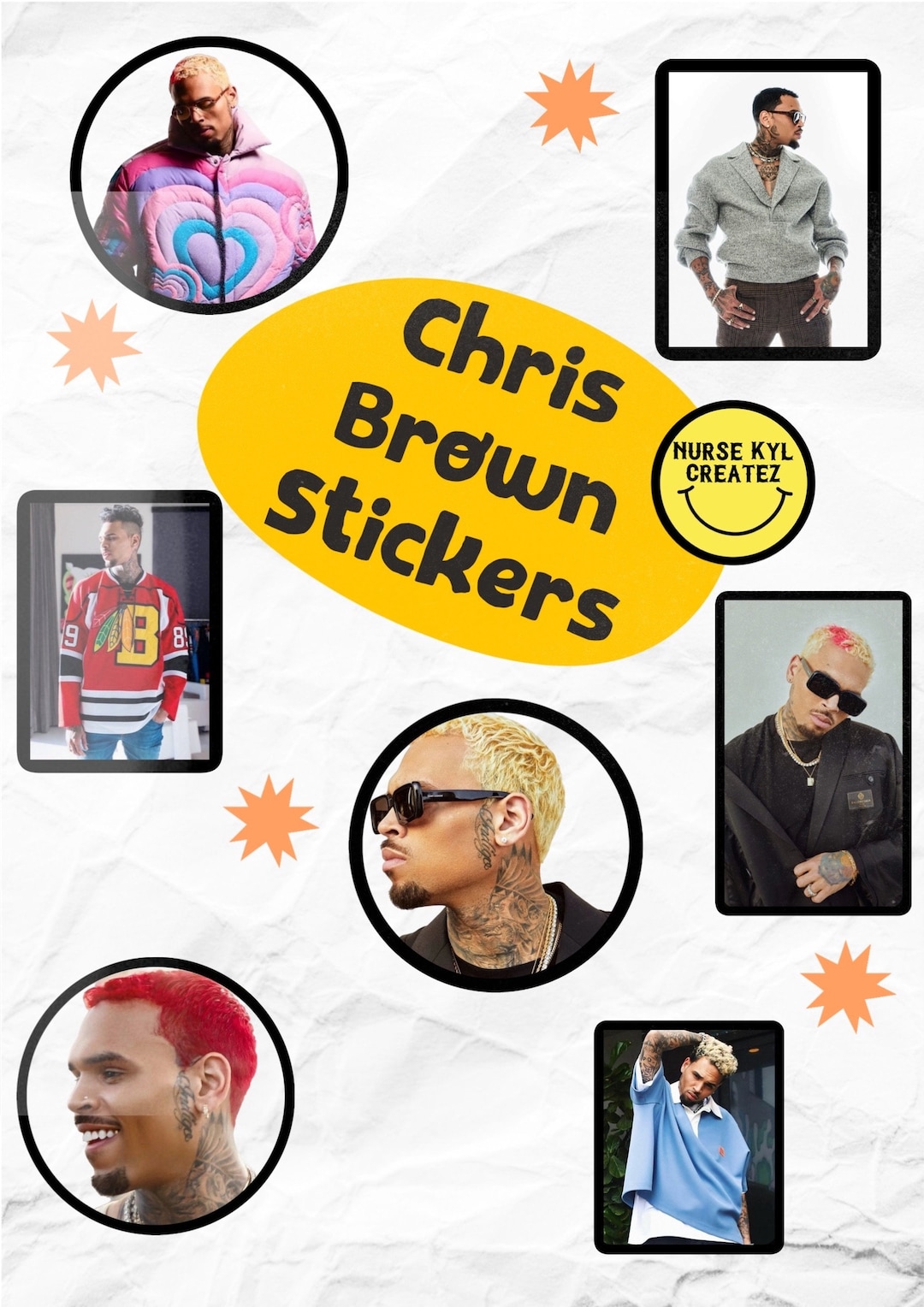 Chris Brown Stickers (set of 7 Pieces) *sale Ends 08/31/25* - Etsy