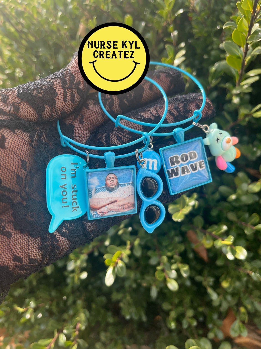 Rod Wave/blue/bangle Bracelets set of 2 - Etsy