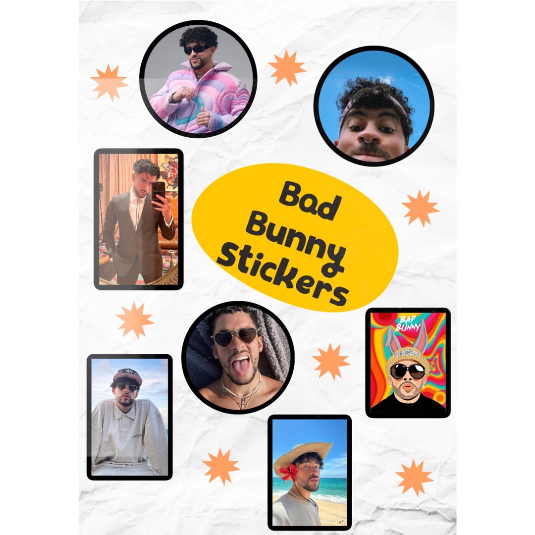 Bad Bunny Stickers set of 7 Pieces - Etsy