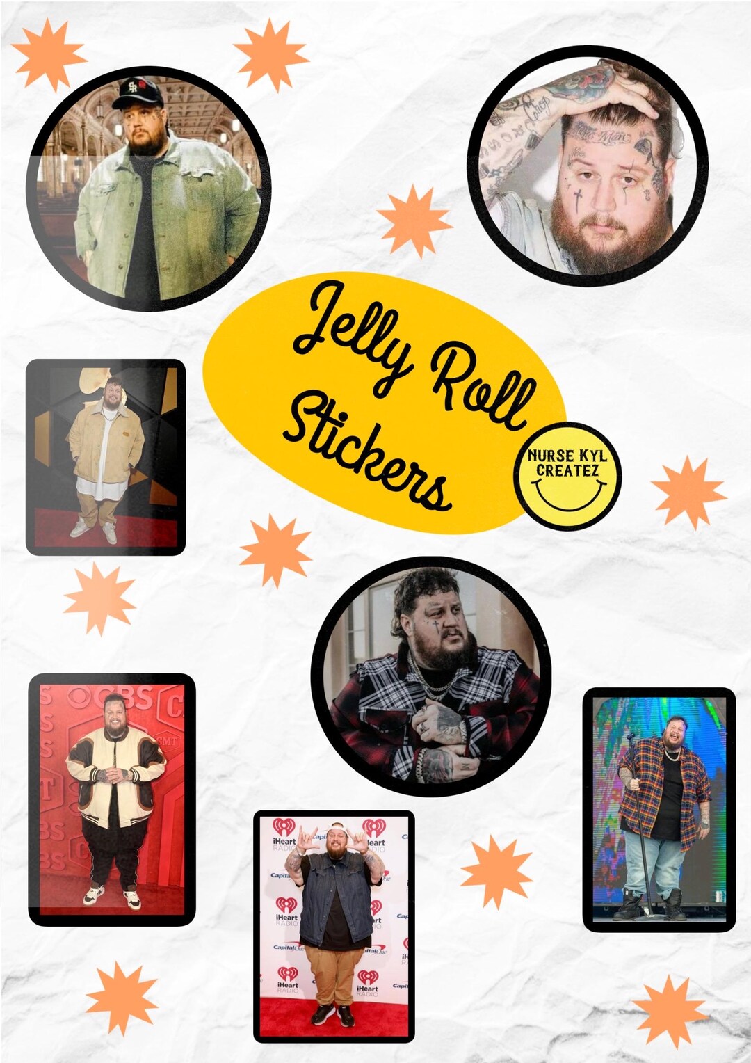 Jelly Roll Stickers (set of 7) *ON SALE, Limited Time Only!!!* - Etsy