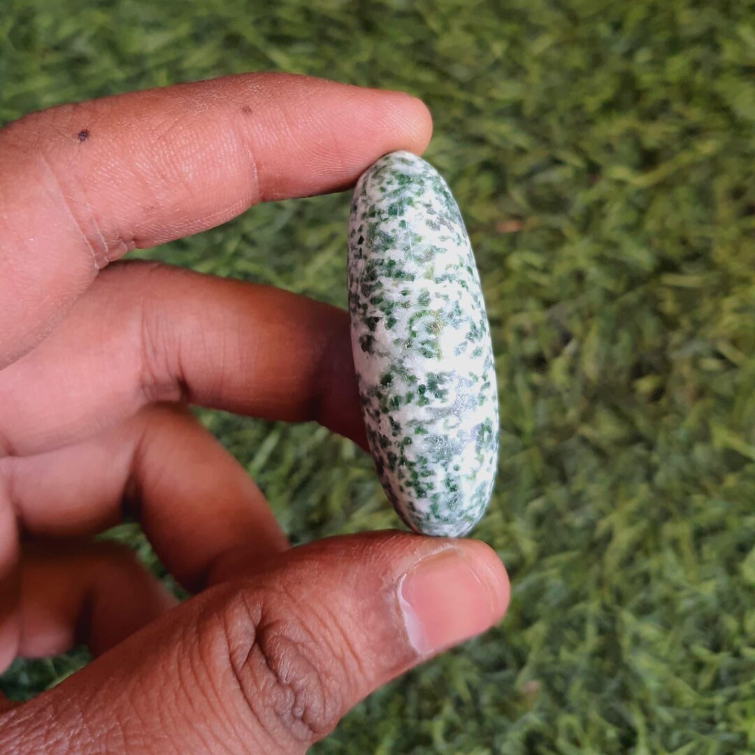 Natural Green Spot Jasper Shiva Lingam Stone Beautiful Green Dot Jade ...