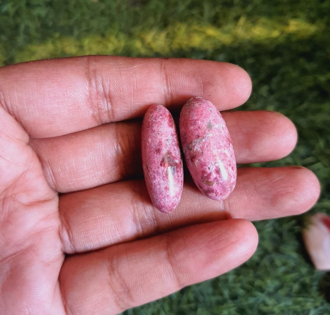 Natural Rare Thulite Shiva Lingam 2 Pieces Lot Stone Beautiful Rare ...