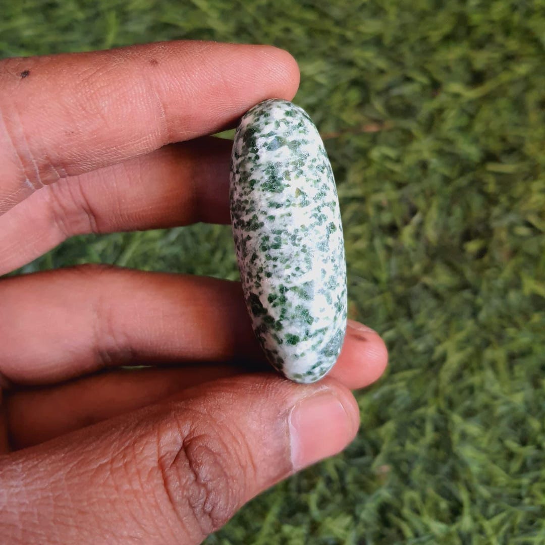 Natural Green Spot Jasper Shiva Lingam Stone Beautiful Green Dot Jade ...