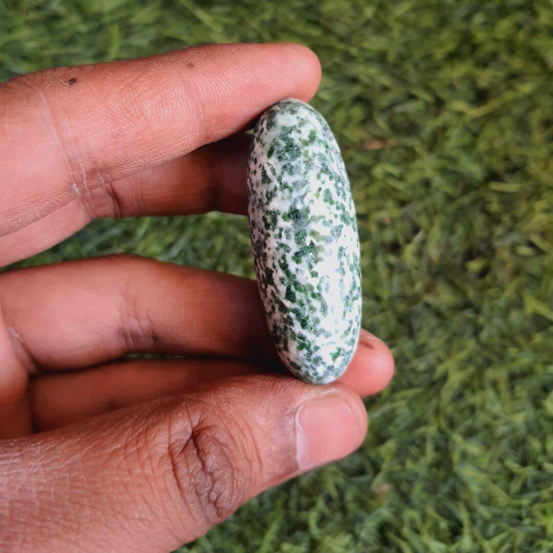 Natural Green Spot Jasper Shiva Lingam Stone Beautiful Green Dot Jade ...