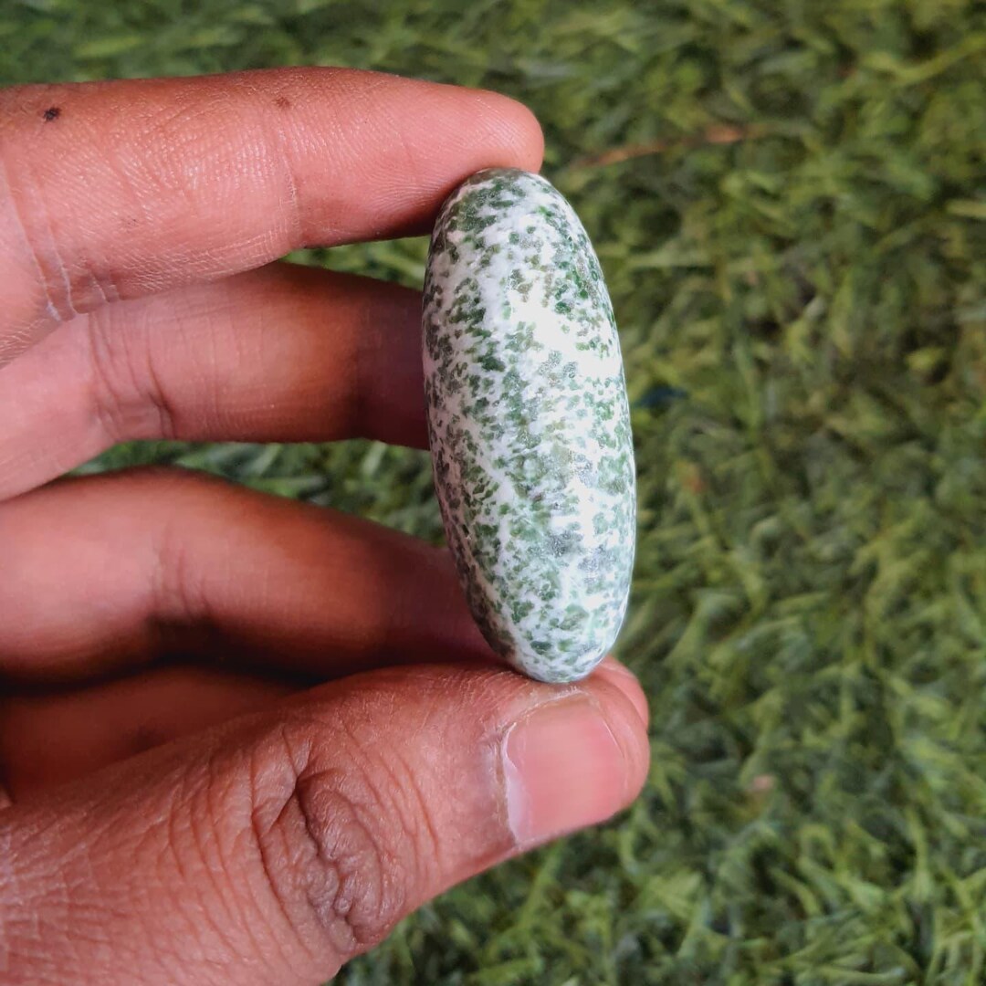 Natural Green Spot Jasper Shiva Lingam Stone Beautiful Green Dot Jade ...