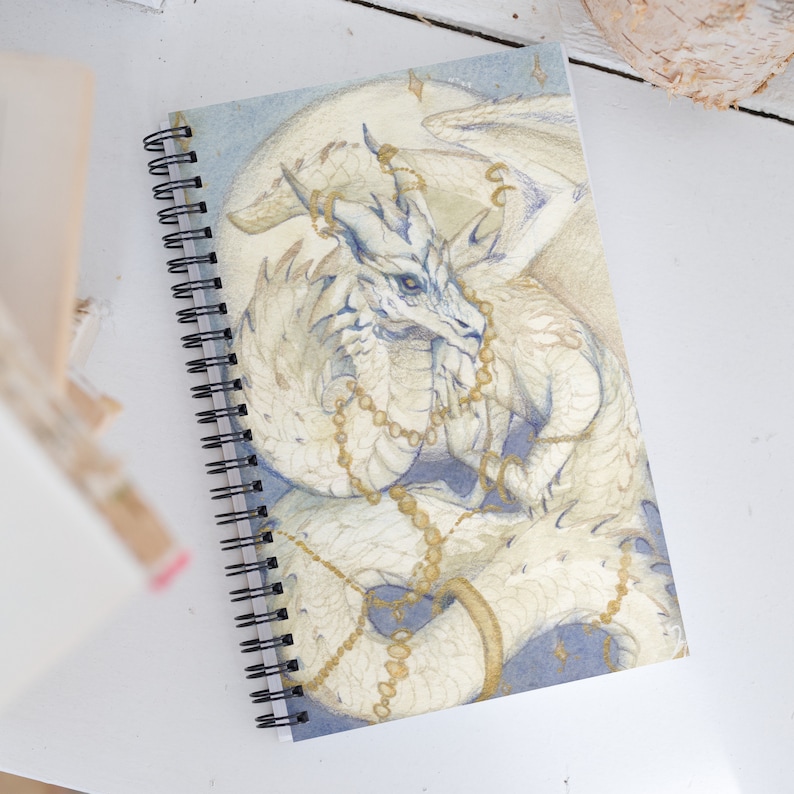 Watercolor Dragon Art Notebook Dragon and Moon Notepad - Etsy