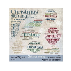 Christmas Morning Word Art, Christmas Clip Art, Scrapbook Clip Art ...