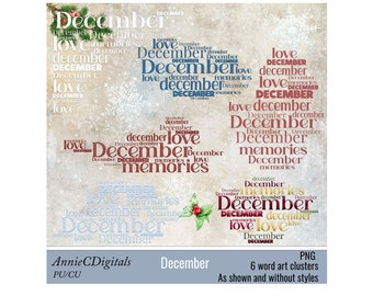 December Word Art | Etsy