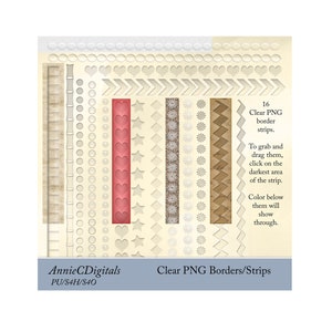Clear PNG Border Strips, Clip Art Border Strips, Digital Scrapbook ...