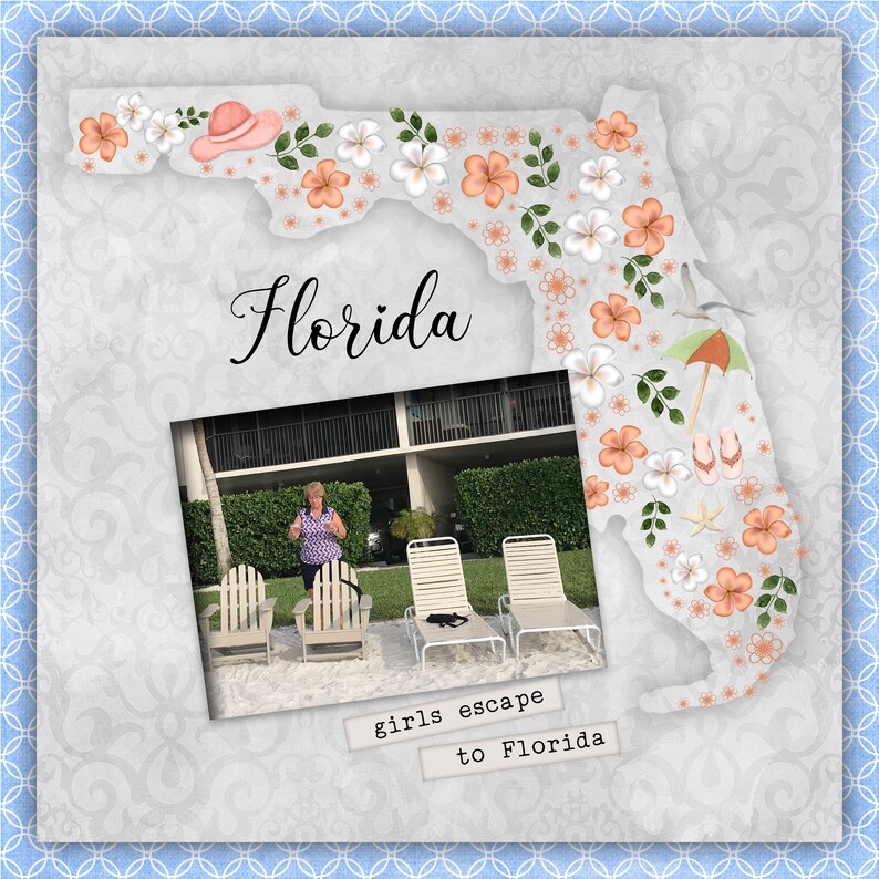 Florida Scrapbook Template Digital Scrapbook Template | Etsy
