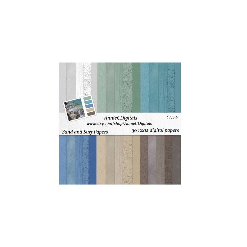 Digital Scrapbooking Paper Sand and Surf Paper Pack - Etsy