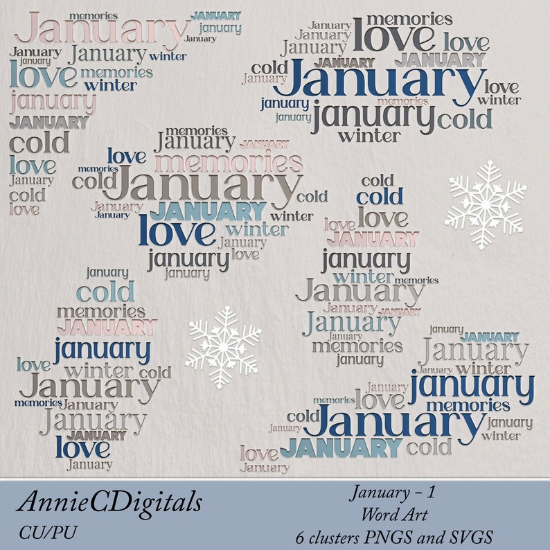 January Word Art-1 January Clip Art Month Clip Art - Etsy