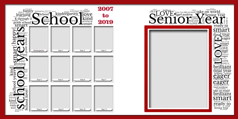 24x12 Digital School Years Template, Generic School Days Template ...