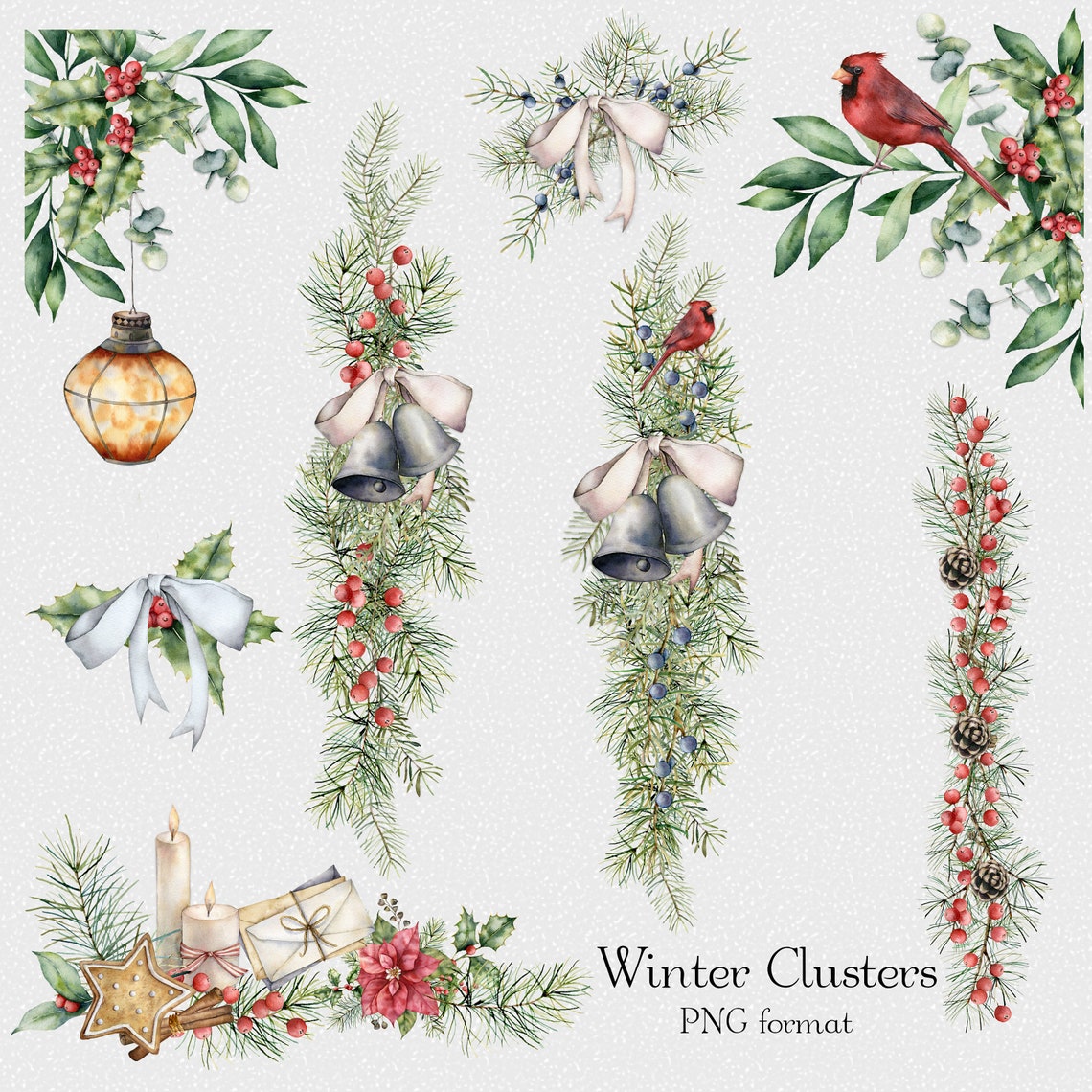 Digital Clipart Christmas Elements Christmas Borders | Etsy