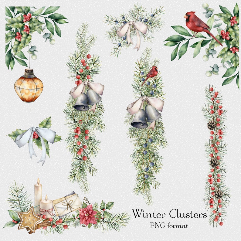 Digital Clipart Christmas Elements Christmas Borders | Etsy